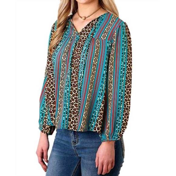 Roper | Tops | New Roper Leopard Print Serape Top In Multi | Poshmark